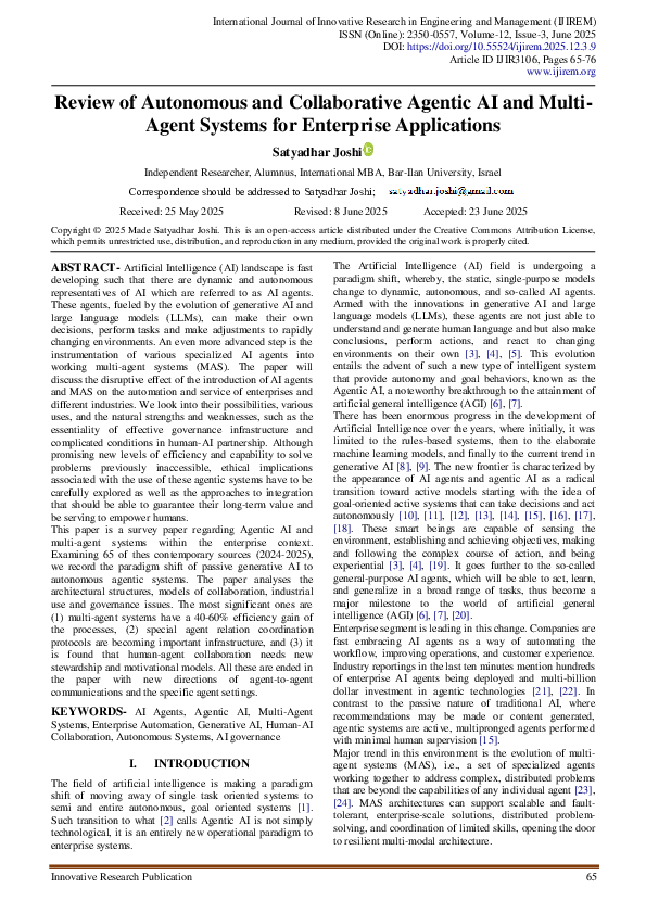 (PDF) Review of Autonomous and Collaborative Agentic AI and Multi-Agent ...