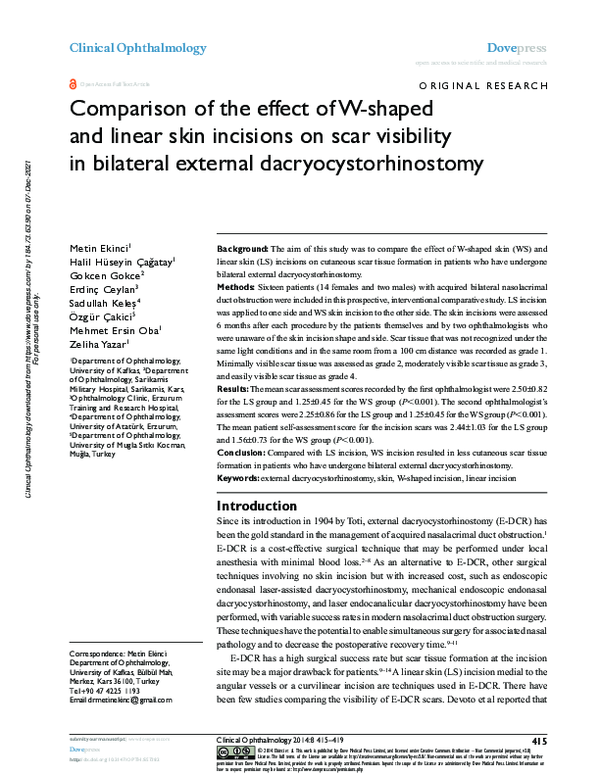 (PDF) Comparison of the effect of W-shaped and linear skin incisions on ...
