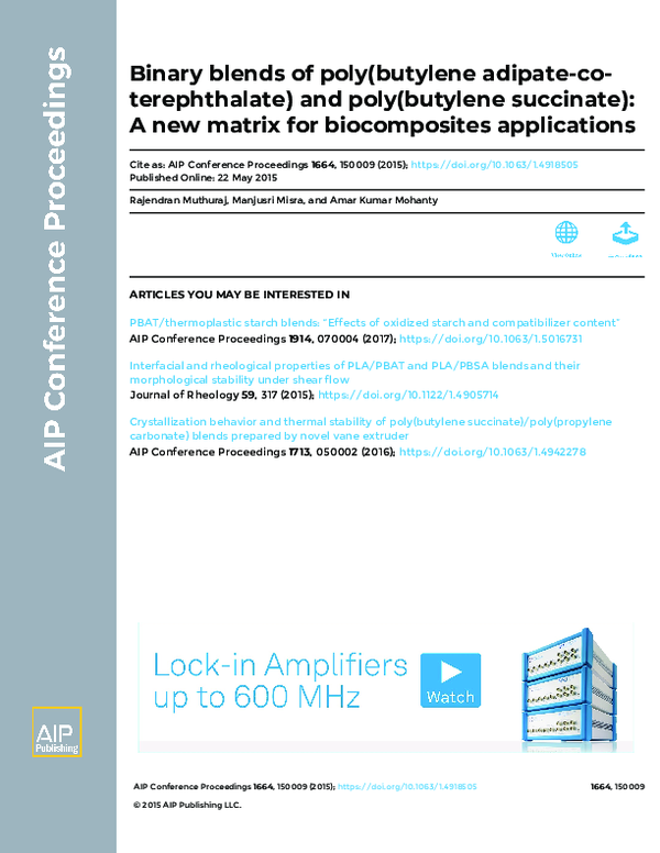 (PDF) Binary blends of poly(butylene adipate-co-terephthalate) and poly ...