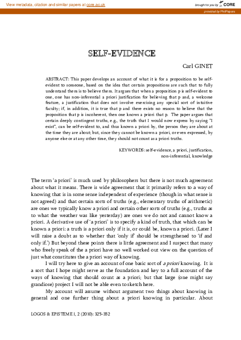(PDF) Self-Evidence