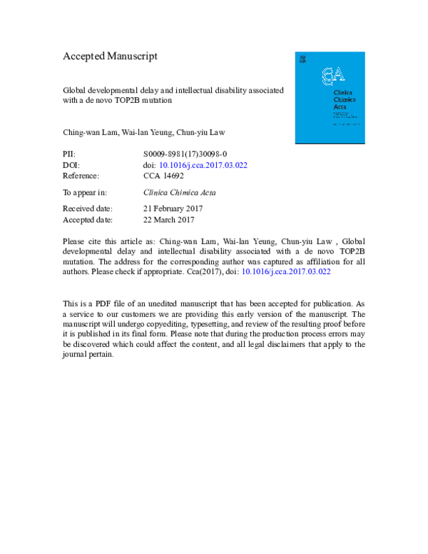 (PDF) Global developmental delay and intellectual disability in the era of genomics: Diagnosis ...