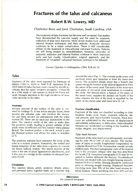 (PDF) Fractures of the Talus and Calcaneus