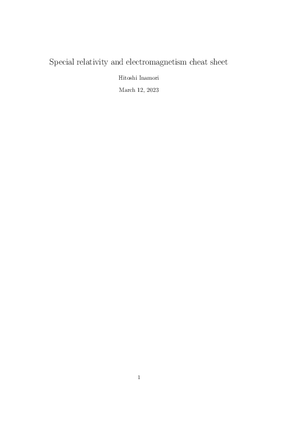 (PDF) Special relativity and electromagnetism cheat sheet