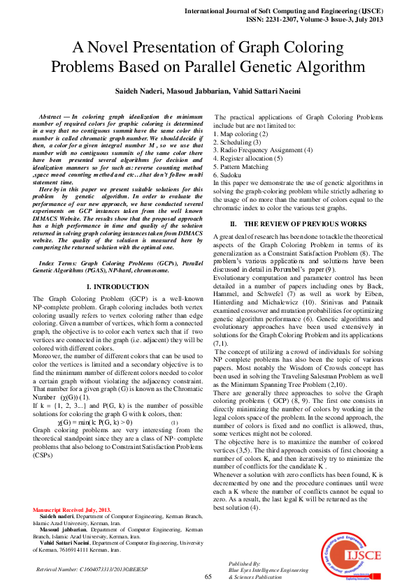 (PDF) A Novel Presentation of Graph Coloring Problems Based on Parallel ...