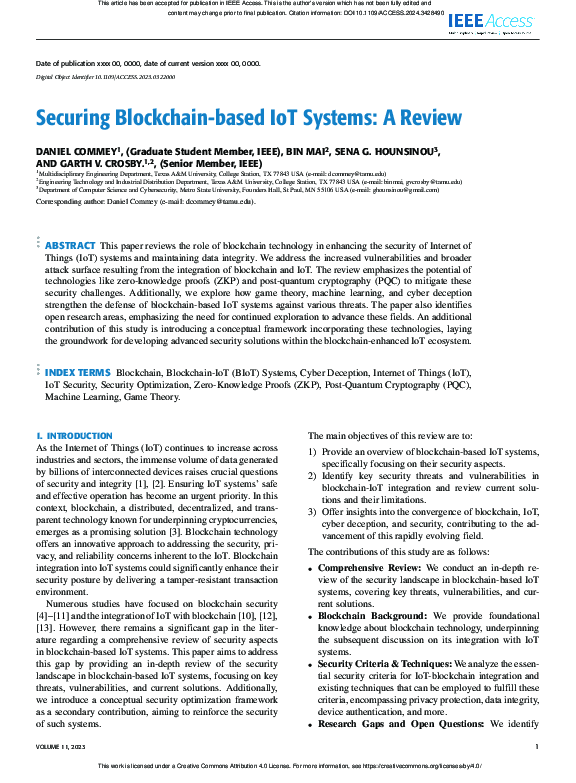 Pdf Securing Blockchain Based Iot Systems A Review