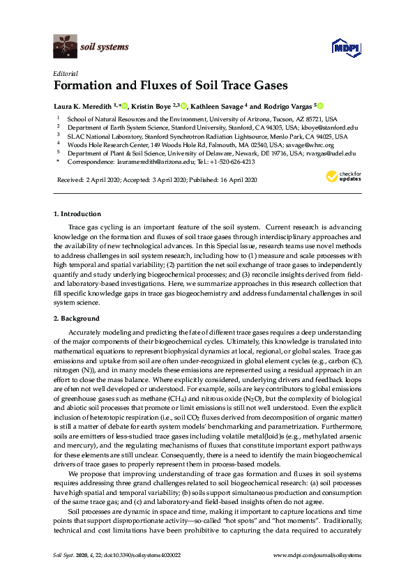 (PDF) Formation and Fluxes of Soil Trace Gases
