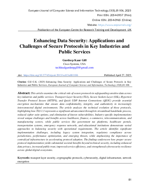 (PDF) Enhancing Data Security: Applications and Challenges of Secure ...