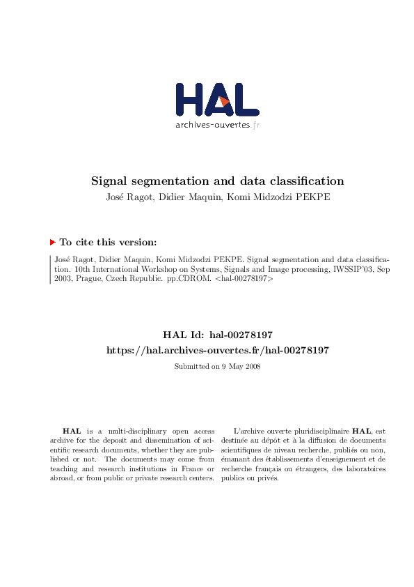 (PDF) Signal segmentation and data classification