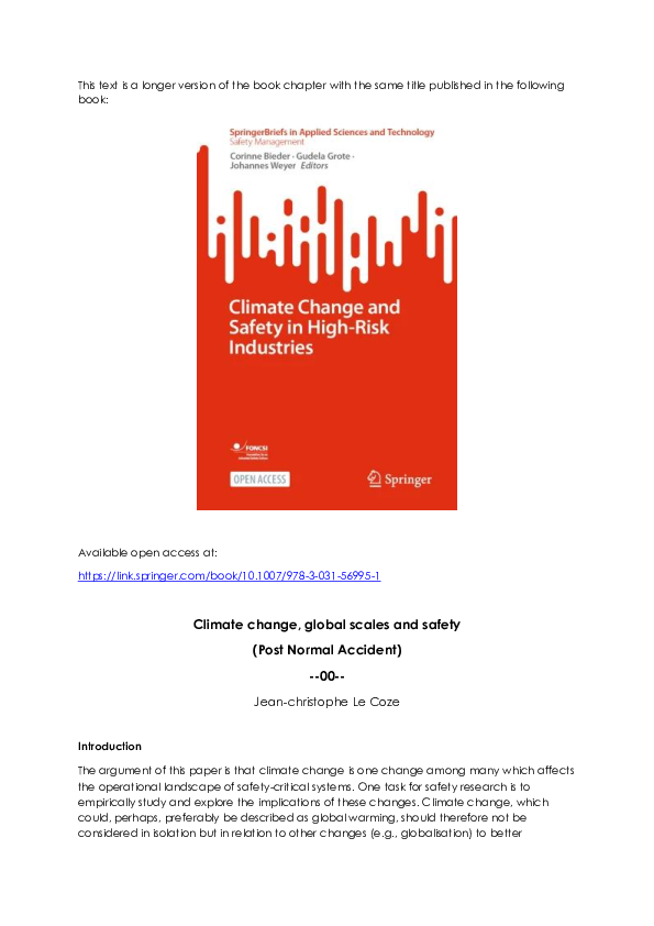 (PDF) Climate change, global scales and safety