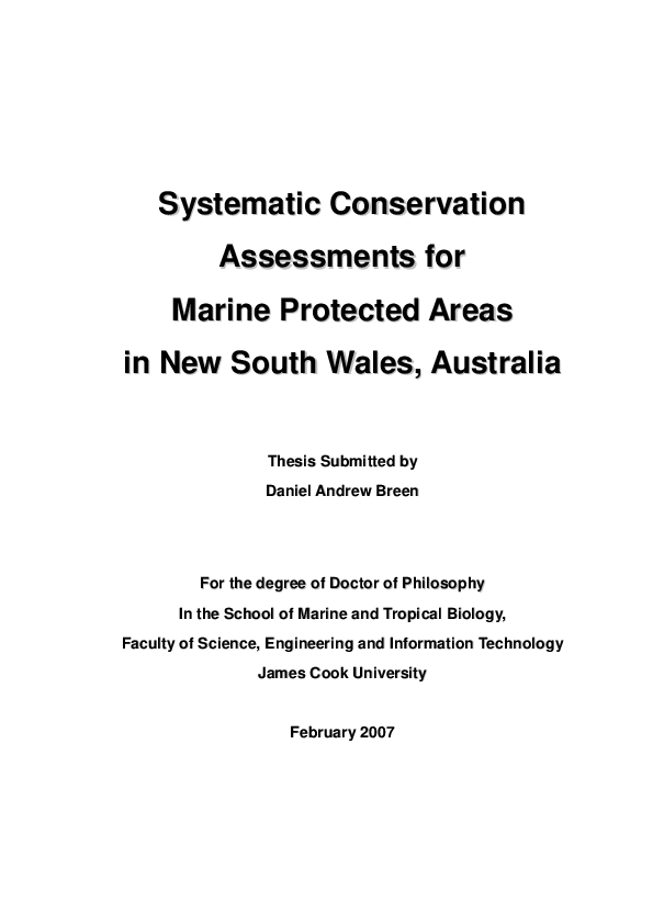 (PDF) Systematic conservation assessments for marine protected areas in ...