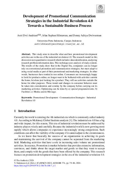 (PDF) Development of Promotional Communication Strategies in the ...