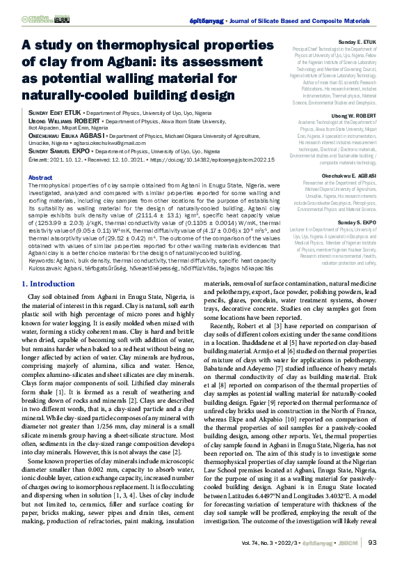 (PDF) A study on thermophysical properties of clay from Agbani: its ...