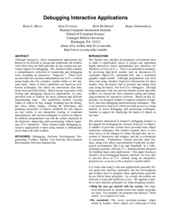 (PDF) Debugging Interactive Applications