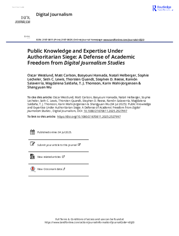 (PDF) Public Knowledge and Expertise Under Authoritarian Siege: A ...