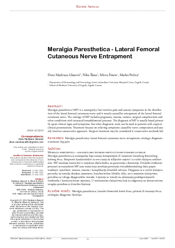 (PDF) Meralgia Paresthetica – Lateral Femoral Cutaneous Nerve Entrapment