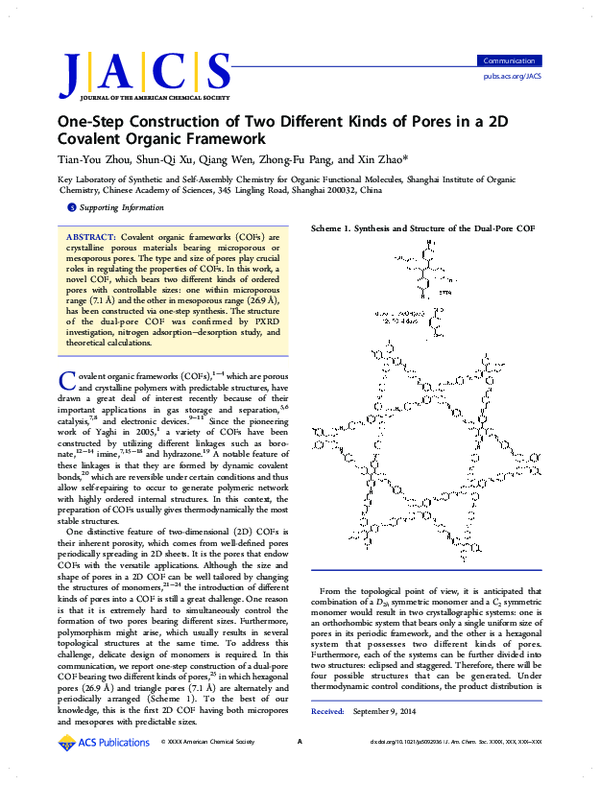 (PDF) One-step construction of two different kinds of pores in a 2D ...