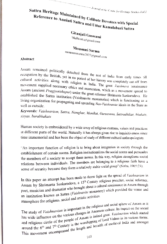 (PDF) Sattra Heritage Maintained by Celibate Devotees with Special ...
