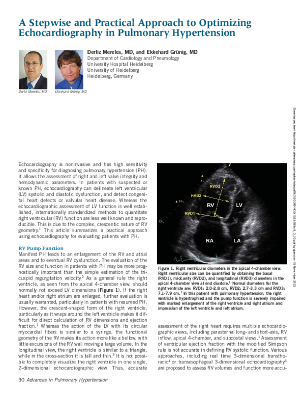 (PDF) A Stepwise and Practical Approach to Optimizing Echocardiography in Pulmonary Hypertension