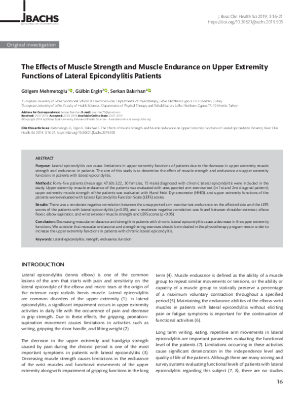 (PDF) The Effects of Muscle Strength and Muscle Endurance on Upper ...