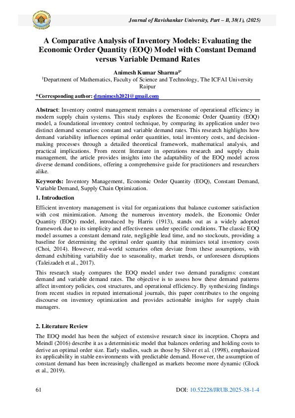 (PDF) A Comparative Analysis of Inventory Models: Evaluating the ...