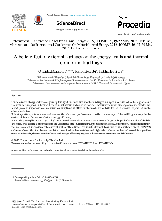 (PDF) Albedo effect of external surfaces on the energy loads and ...
