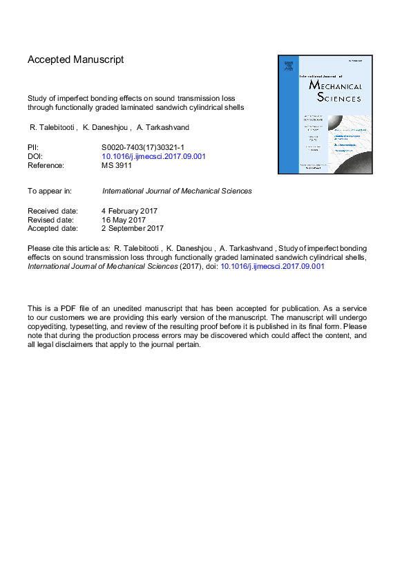 (PDF) Study of imperfect bonding effects on sound transmission loss ...