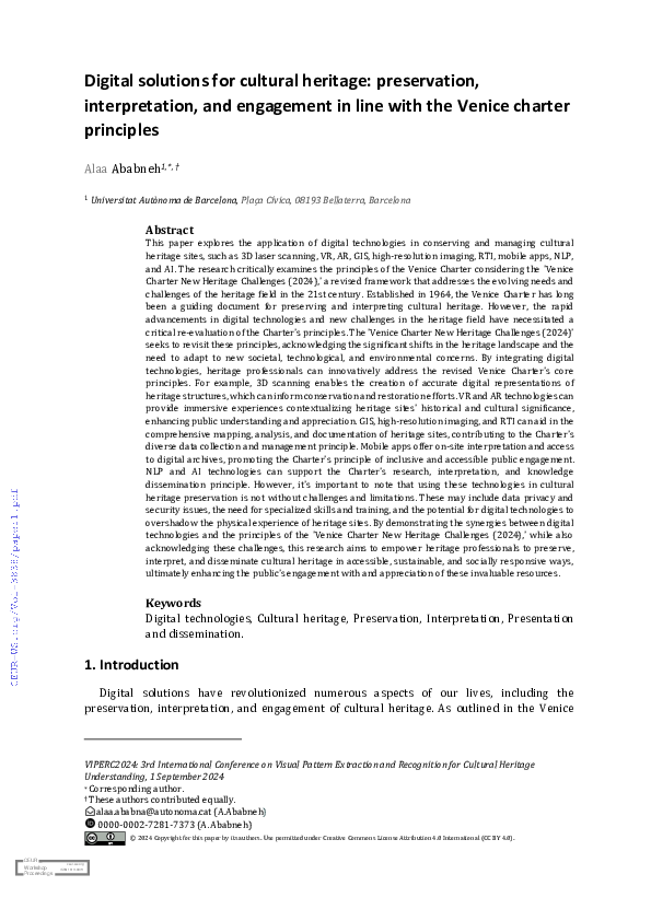 (PDF) Digital solutions for cultural heritage: preservation ...