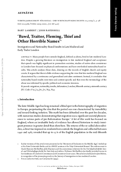 (PDF) 'Bawd, Traitor, Fleming, Thief and Other Horrible Names' 1 ...