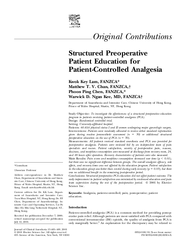 (PDF) Structured preoperative patient education for patient-controlled ...