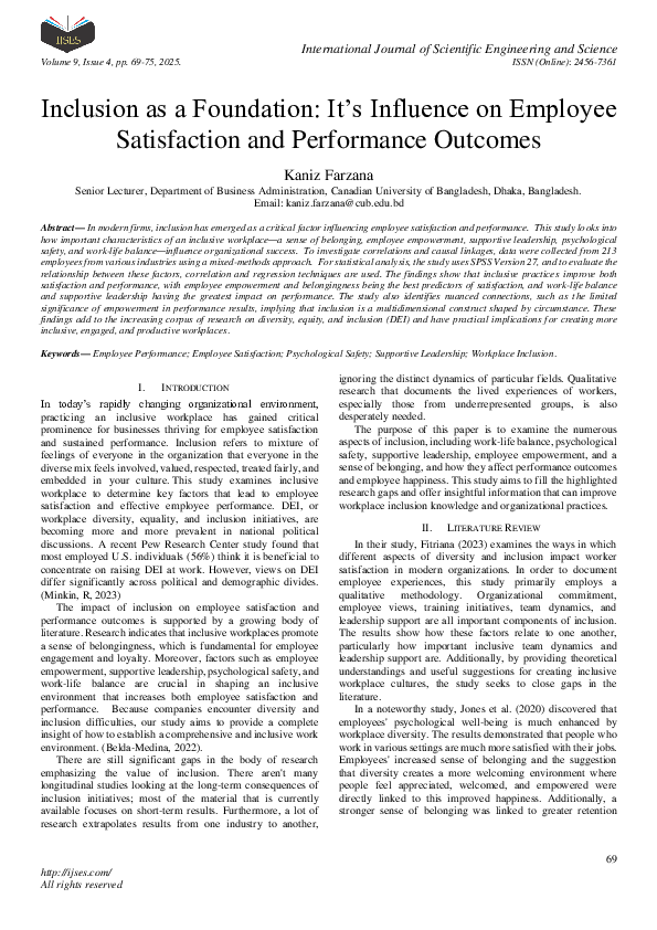 (PDF) Inclusion as a Foundation: It's Influence on Employee ...