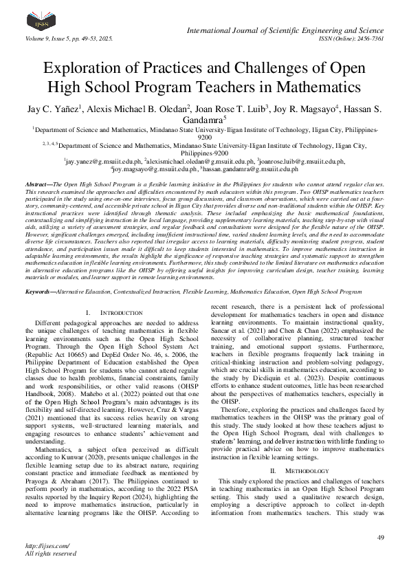 (PDF) Exploration of Practices and Challenges of Open High School ...