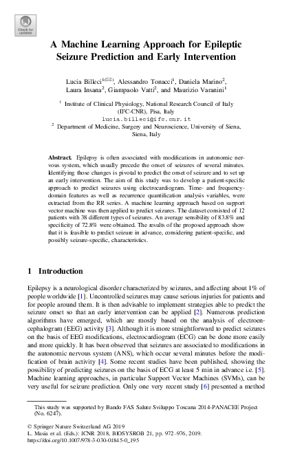(PDF) A Machine Learning Approach for Epileptic Seizure Prediction and Early Intervention