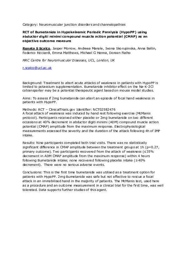 (PDF) RCT of Bumetanide in Hypokalaemic Periodic Paralysis (HypoPP ...