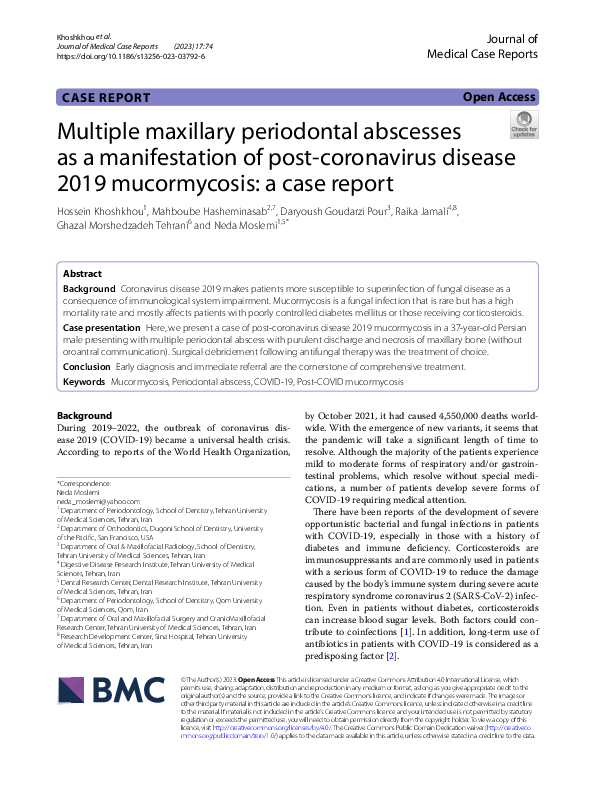 (PDF) Multiple maxillary periodontal abscesses as a manifestation of ...