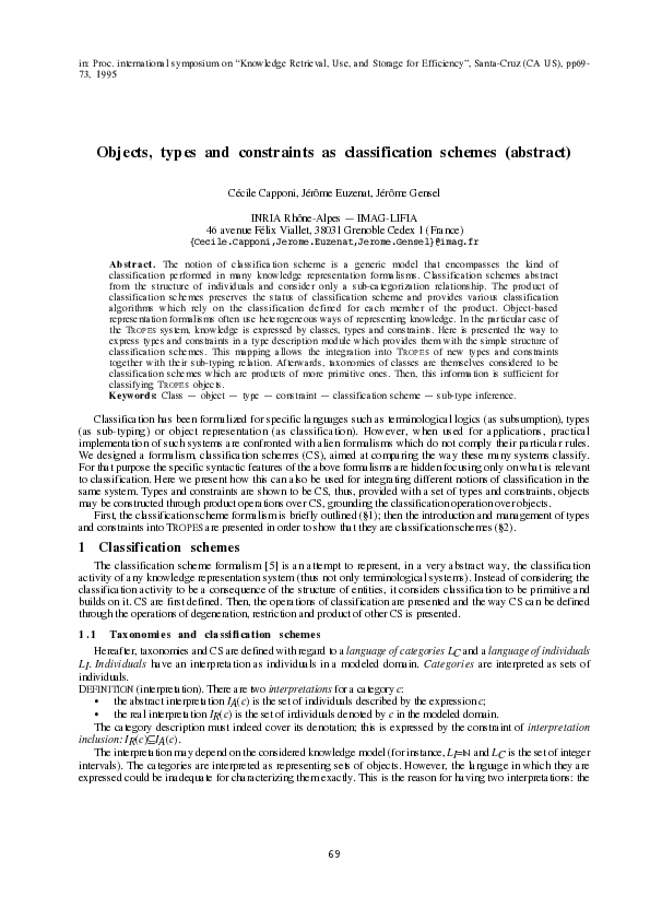 (PDF) Objects, types and constraints as classification schemes