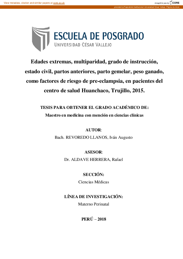 (PDF) Edades extremas, multiparidad, grado de instrucción, estado civil ...