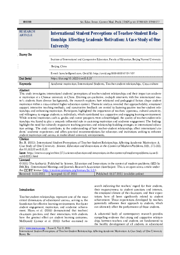 (PDF) International Student Perceptions of Teacher-Student ...