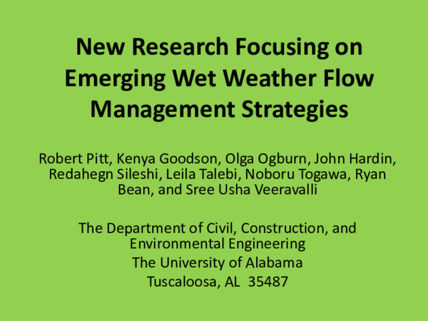 (PDF) New Research Focusing on Emerging Wet Weather Flow Management ...