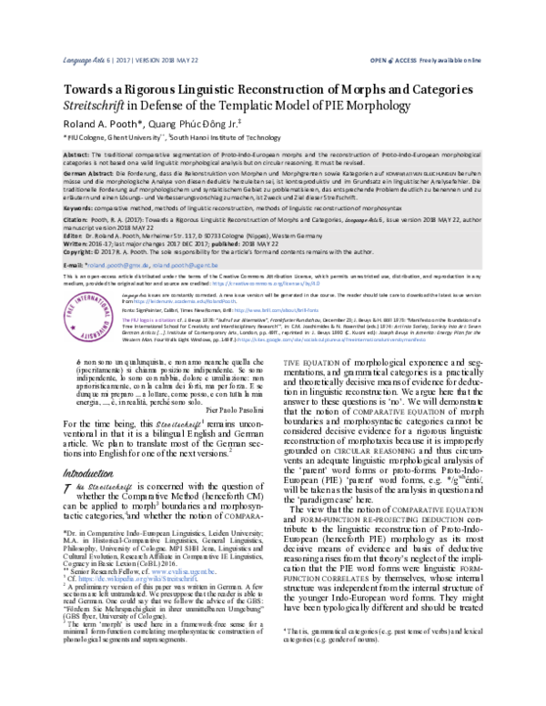 (PDF) Towards a Rigorous Linguistic Reconstruction of Morphs and ...