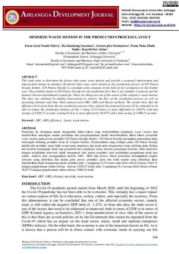 (PDF) Minimize Waste Motion in the Production Process Layout