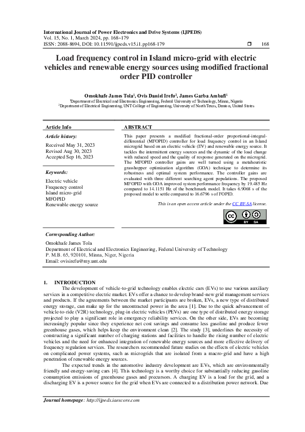 (PDF) Load frequency control in Island micro-grid with electric ...