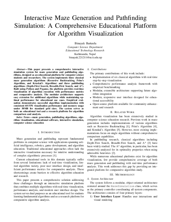 (PDF) Interactive Maze Generation and Pathfinding Algorithms: An Educational Visualization ...