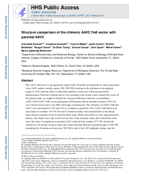 (PDF) Structure comparison of the chimeric AAV2.7m8 vector with ...