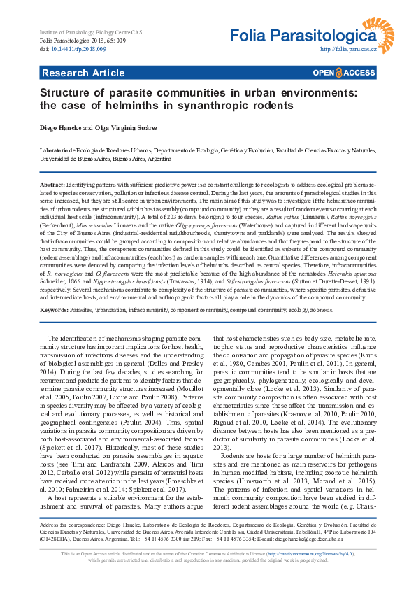 (PDF) Structure of parasite communities in urban environments: the case ...