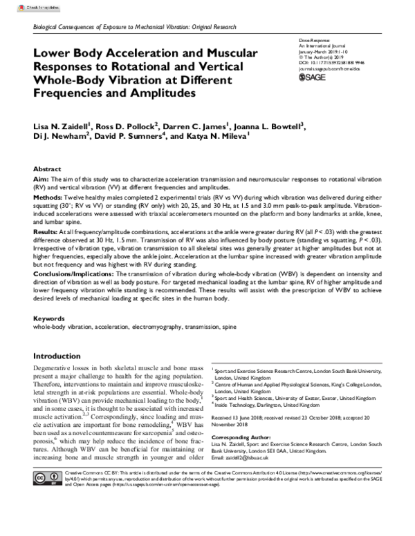 (PDF) Lower Body Acceleration and Muscular Responses to Rotational and ...