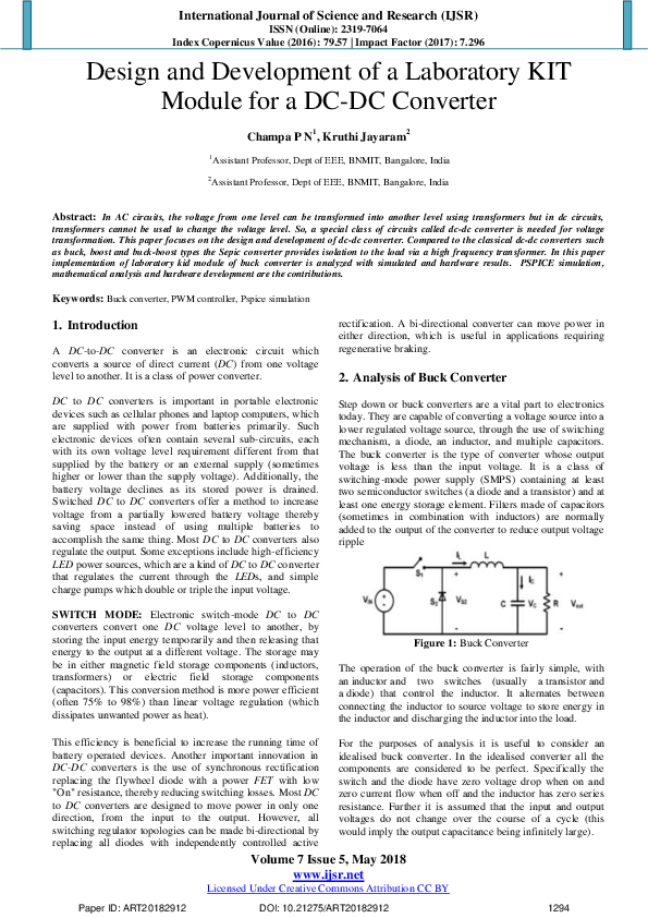(PDF) Design and Development of a Laboratory KIT Module for a DC-DC ...