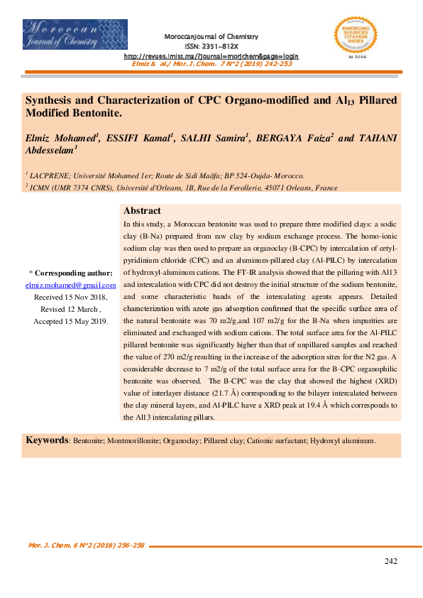 (PDF) Synthesis and Characterization of CPC Organomodified and Al13 ...
