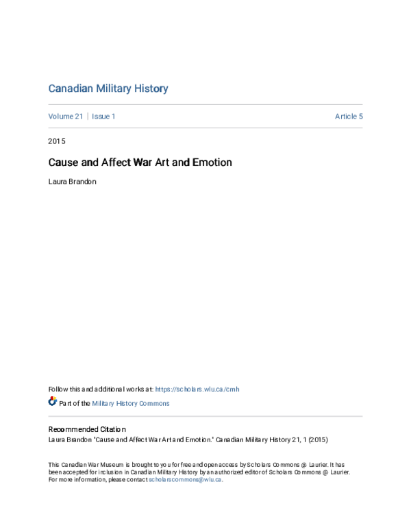 (PDF) Cause and Affect War Art and Emotion