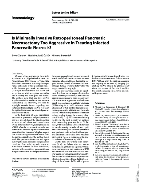(PDF) Is Minimally Invasive Retroperitoneal Pancreatic Necrosectomy Too ...