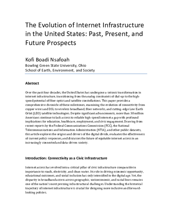 (PDF) The Evolution of Internet Infrastructure in the United States ...